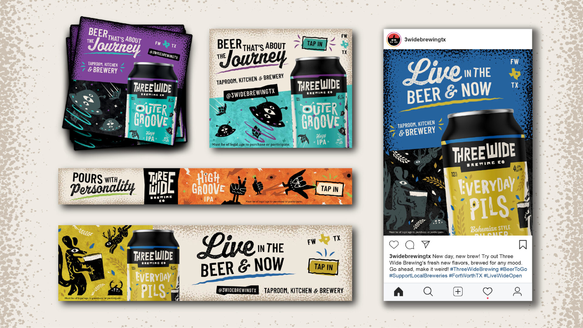 Three Wide Beer - Caliber Creative • Branding | Digital | Print | Marketing